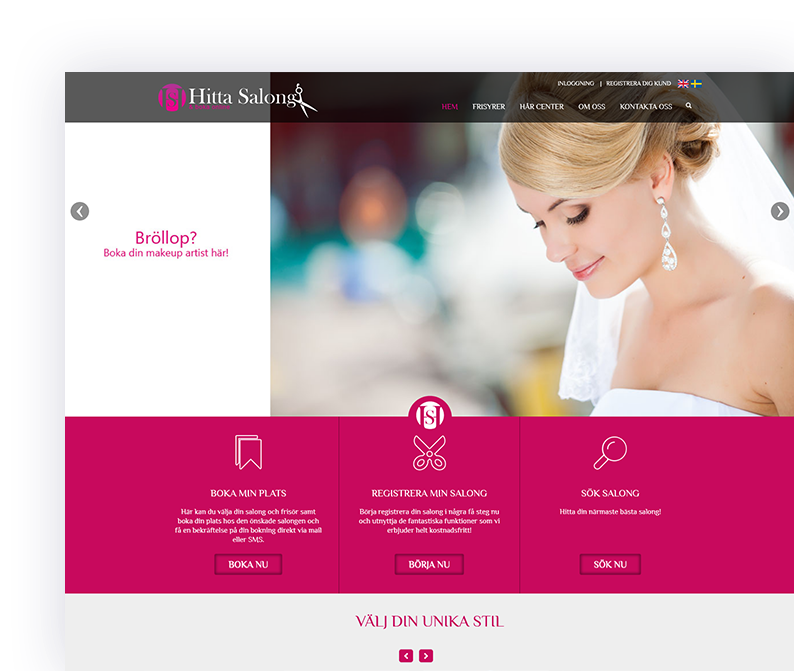 Hitta Salong - Salon Web Application Developed by WebsOptimization